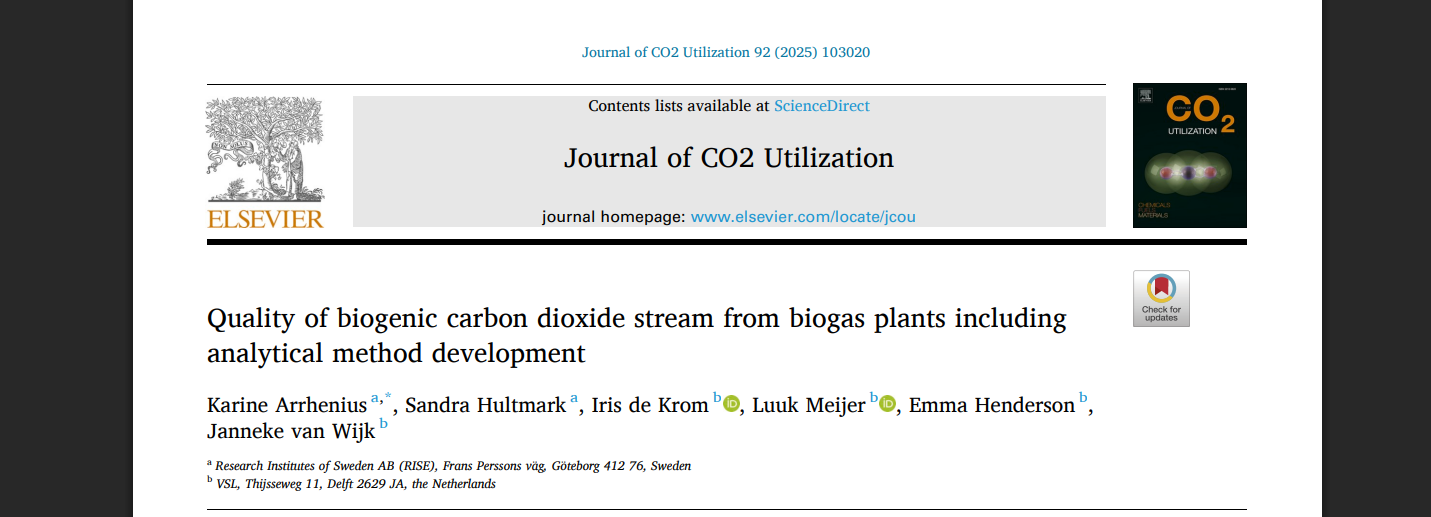 Quality of biogenic carbon dioxide stream from biogas plants including ...